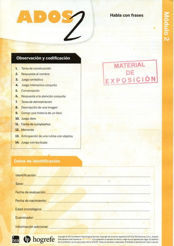 ADOS-2 Módulo 2 (Kit de Corrección 10 usos) - Renart Libros